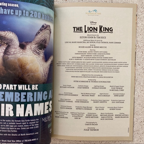 Playbill | Other | The Lion King Playbill Thom Sesma Open Nite Mandalay ...